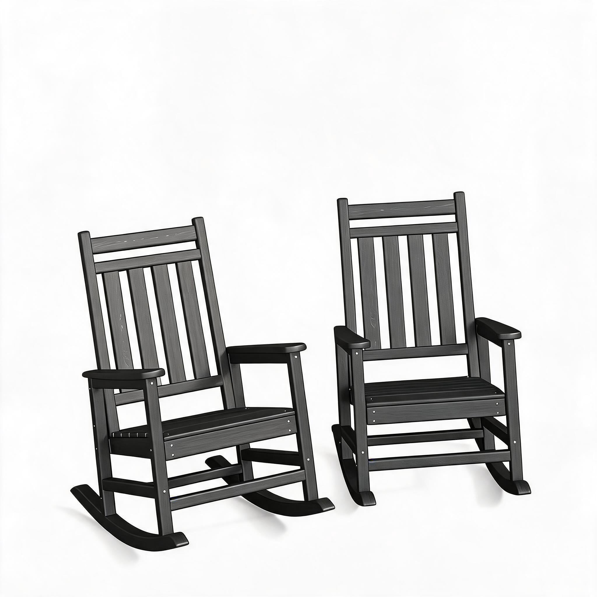 Adirondack Rocking Chair with 2-Tier Side Table, Outdoor HDPE Rocking ...