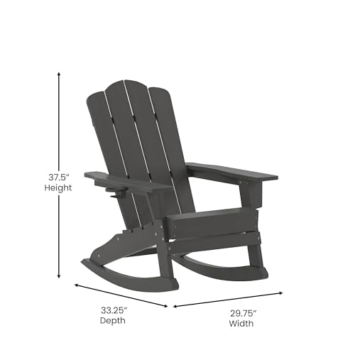 Adirondack Rocking Chair with Cup Holder, Weather Resistant HDPE ...
