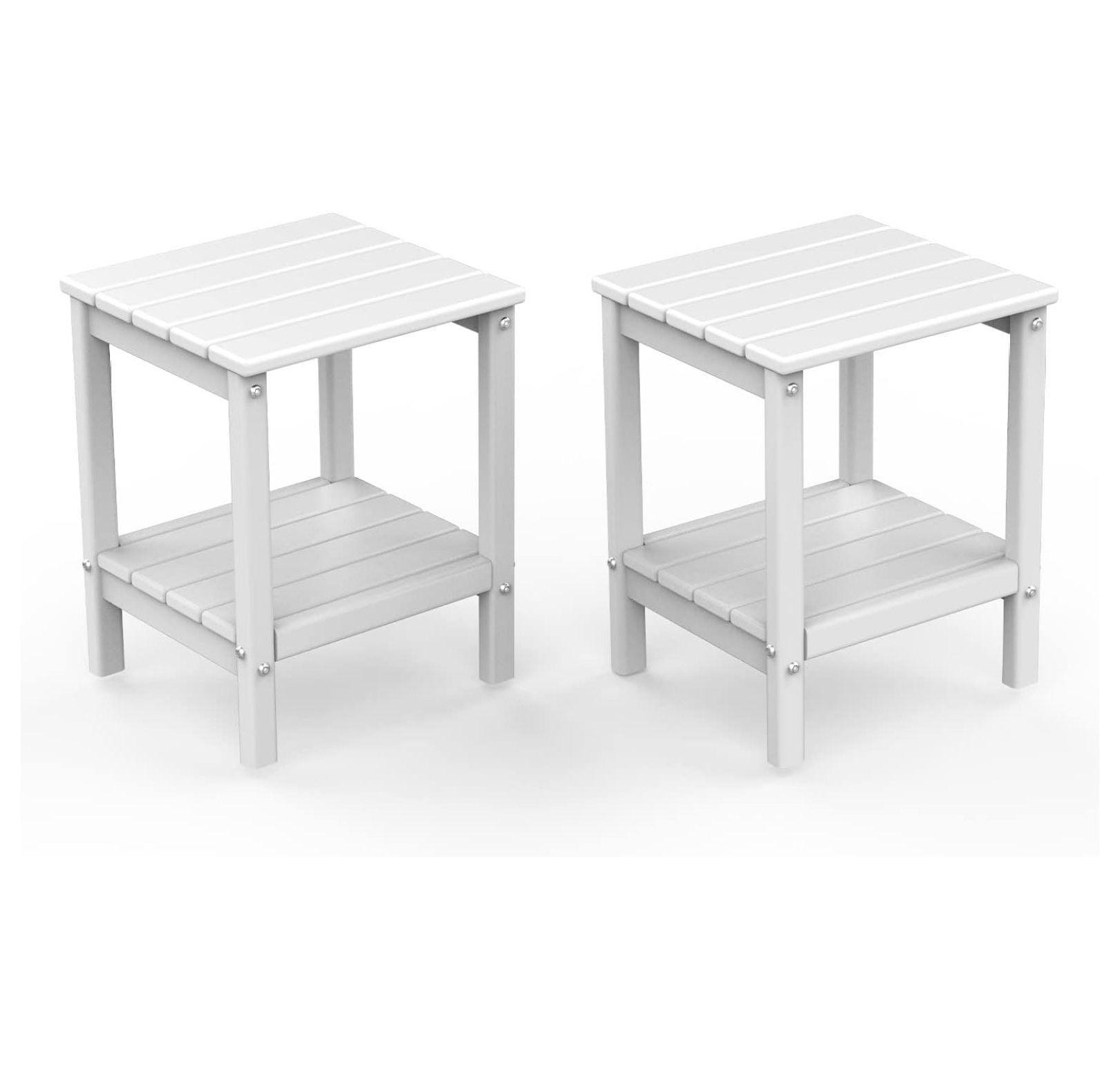 Adirondack Side Tables Set of 2, HDPE Weather Resistant Outdoor Table ...