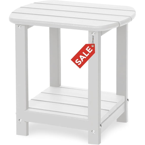 Adirondack Square Outdoor Side Table,2-Tier Storage Patio Table, HDPE ...