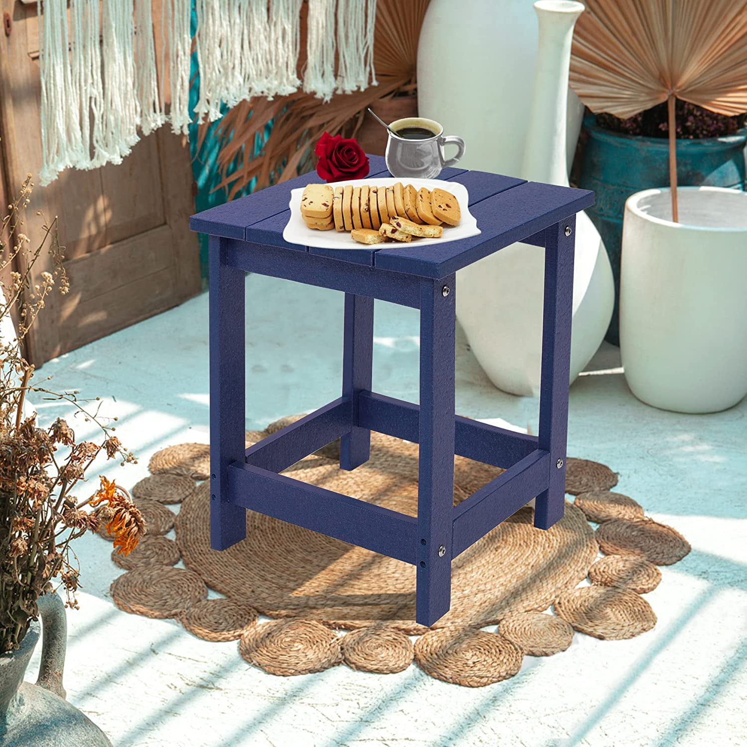 Adirondack Square Outdoor Side Table, Pool Composite Patio Table,HDPE ...