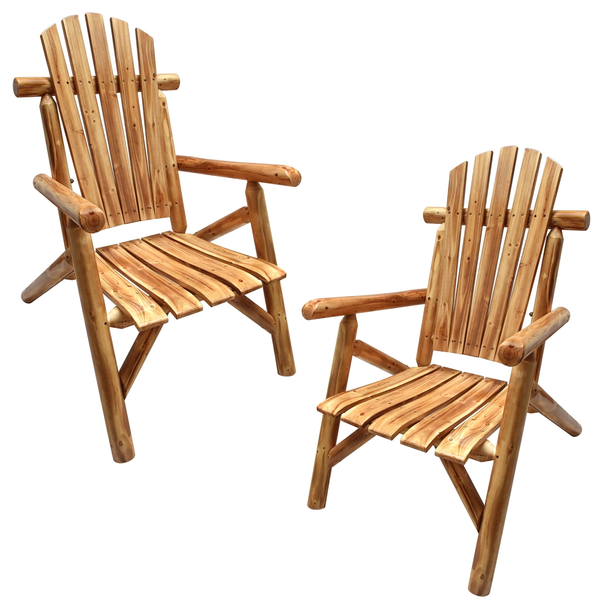 Adirondack Wooden Chair Outdoor Set of 2 Patio Lounge Log Cabin ...