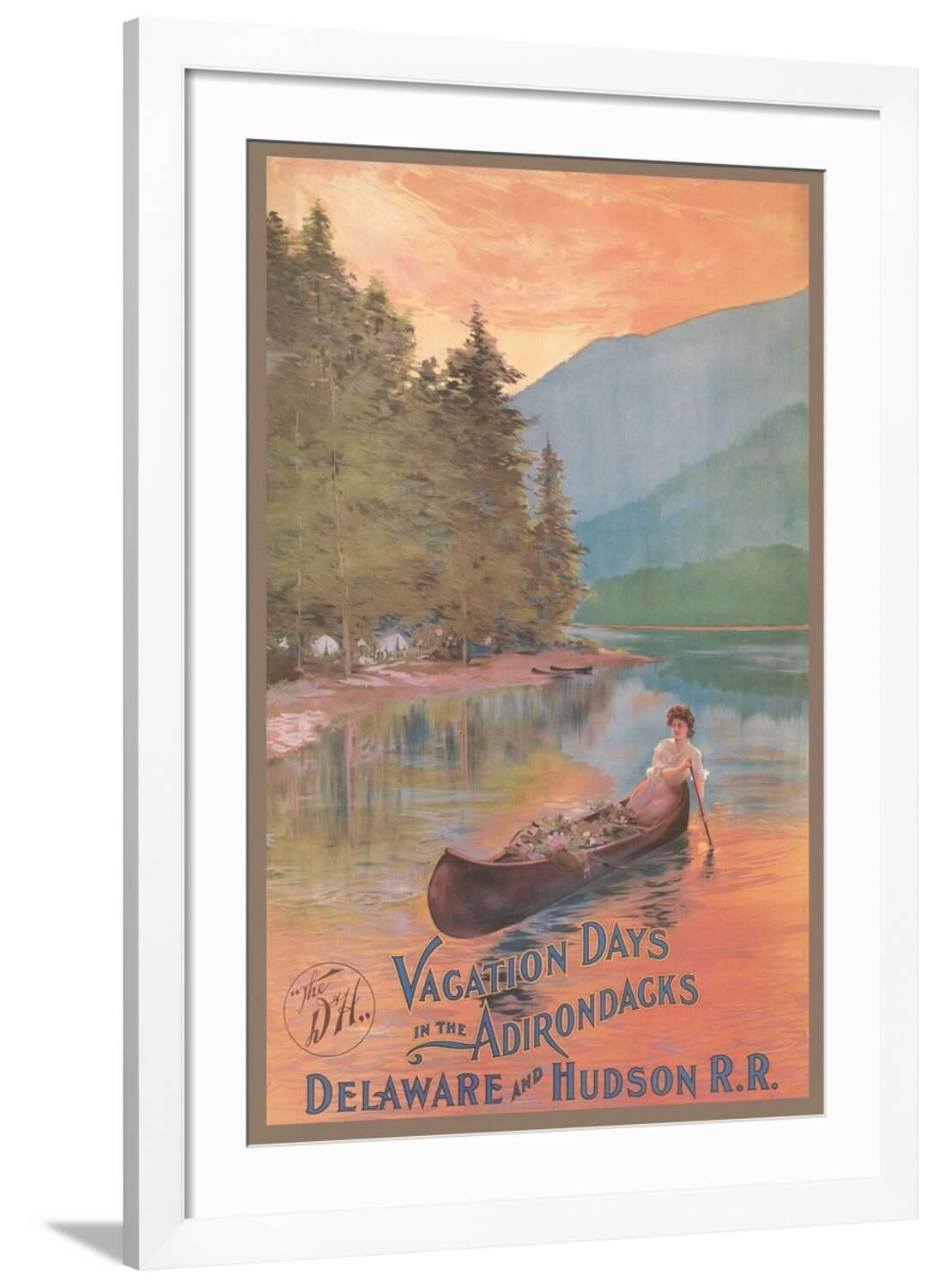 Art.com Adirondacks Travel Poster Art Print, White Frame Wall Art, 32 ...