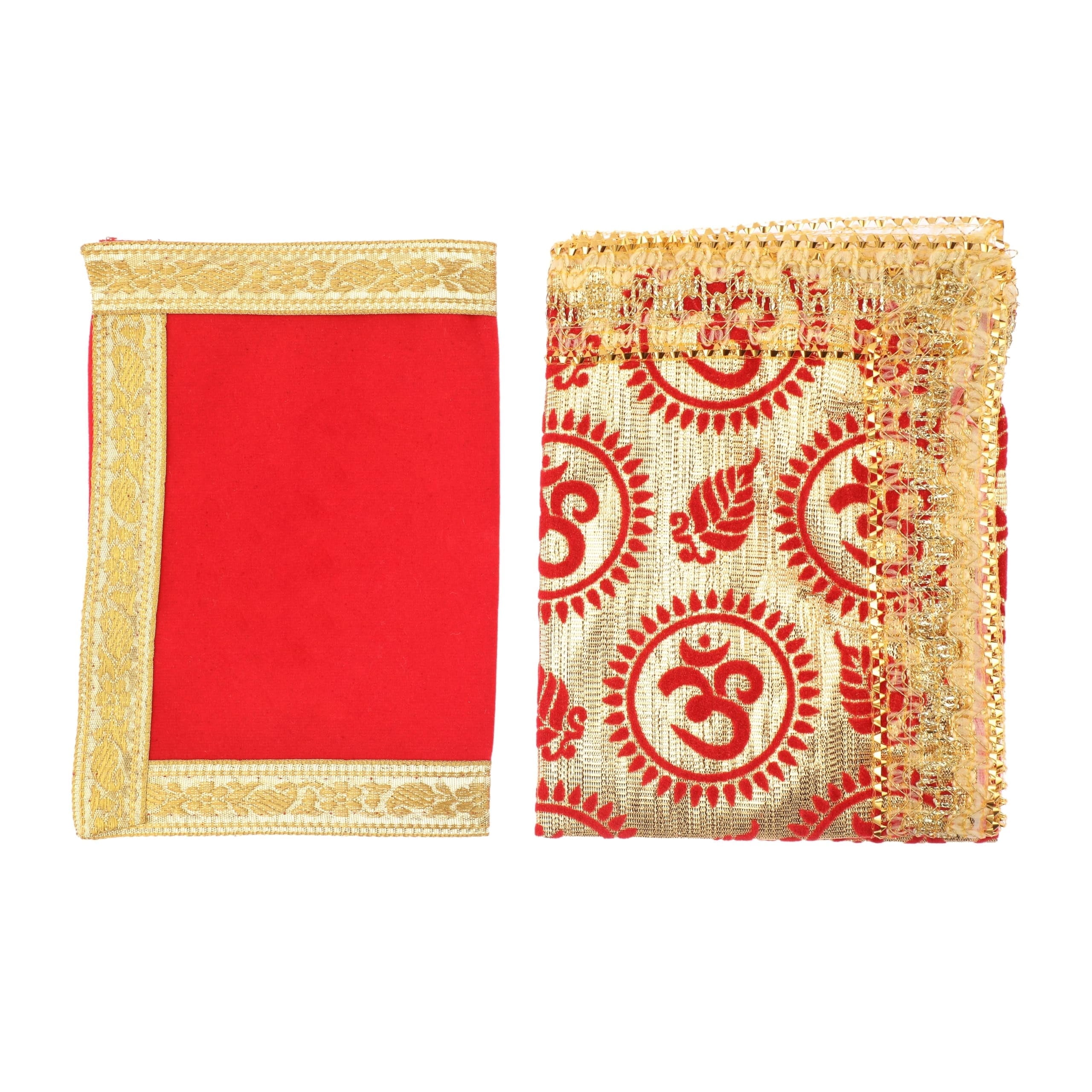 Set of 2 Chunari/Chunar/Chunni Decorative Cloth + Pooja Mat/Aasan ...