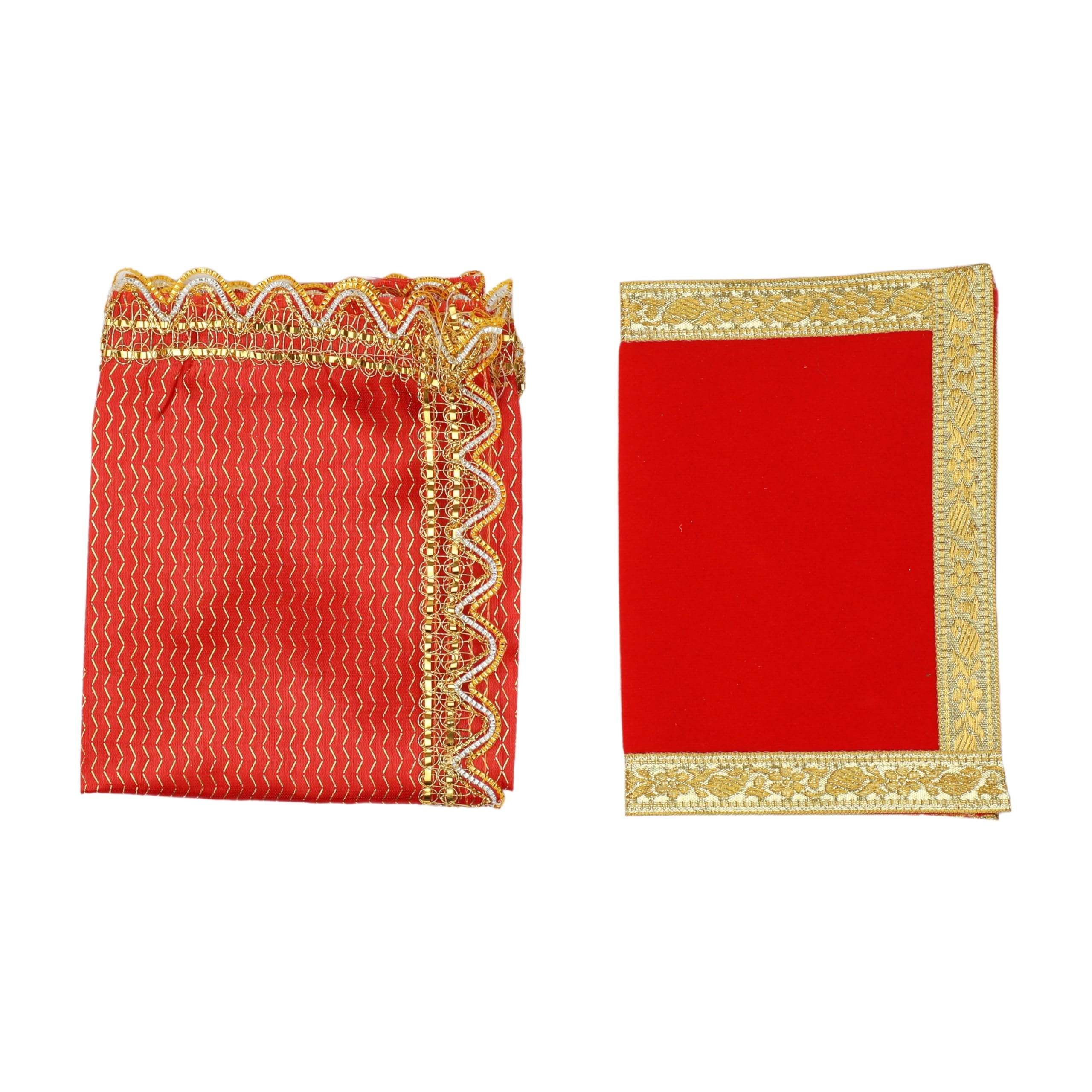 Aditri Creation Set of 2 Decorative Small Chunari/Chunar Decorative Cloth + Pooja Mat/Aasan for ...