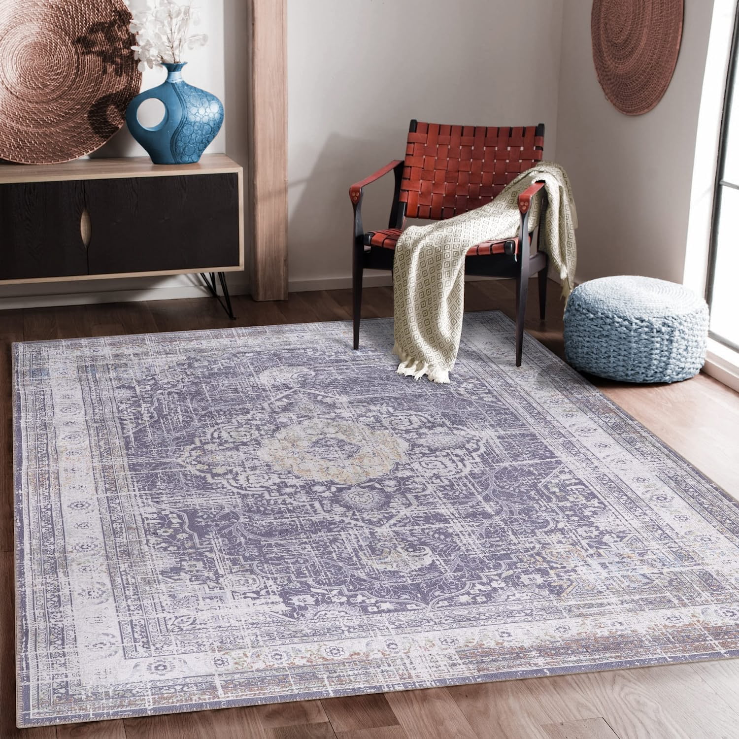Adiva Rugs Machine Washable Area Rug for Living Room, Bedroom, Bathroom ...