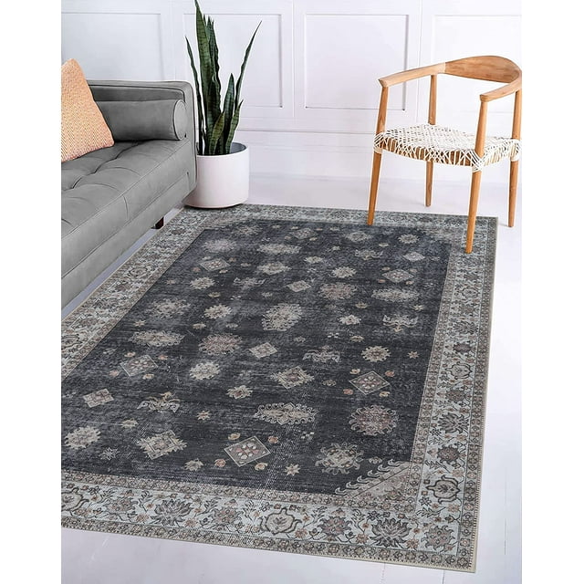 Adiva Rugs Machine Washable Area Rug with Non Slip Backing for Living ...