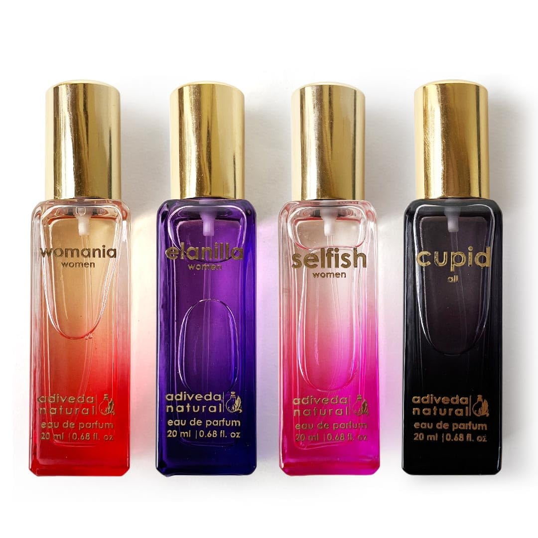 Adiveda Natural Perfume Gift Set Combo For Women Pack Of 4X 20ml - 0.6 ...