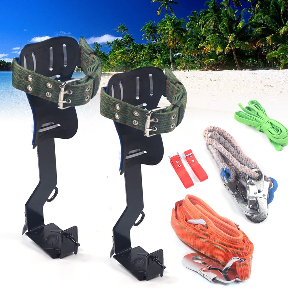 Adjust Tree/Pole Climbing Spike Set 2 Gear Safety Belt Rope Lanyard w ...