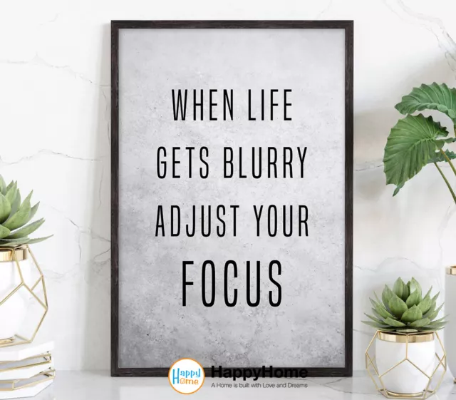 Adjust Your Focus Motivational Inspirational Quotes Wall Art Office ...