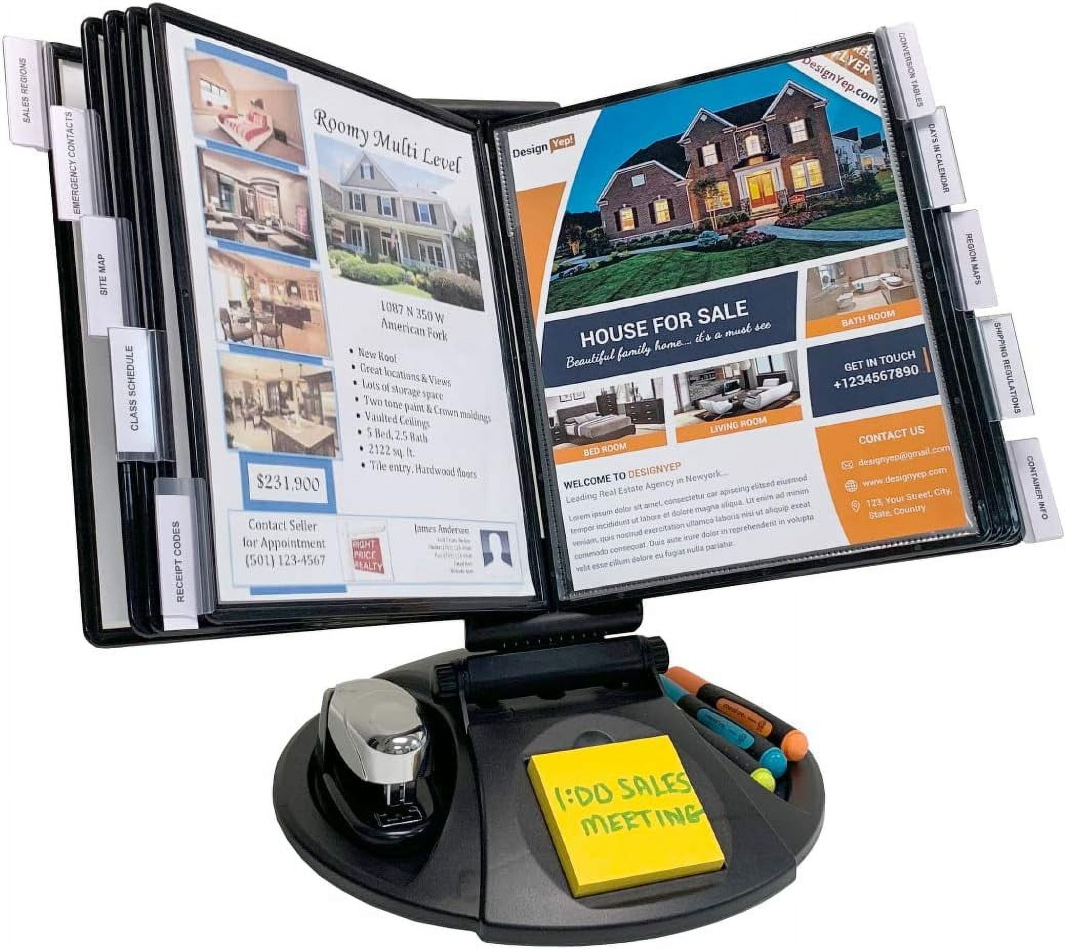 AdjustaView 10-Pocket Desk Reference Organizer with Supplies Storage ...