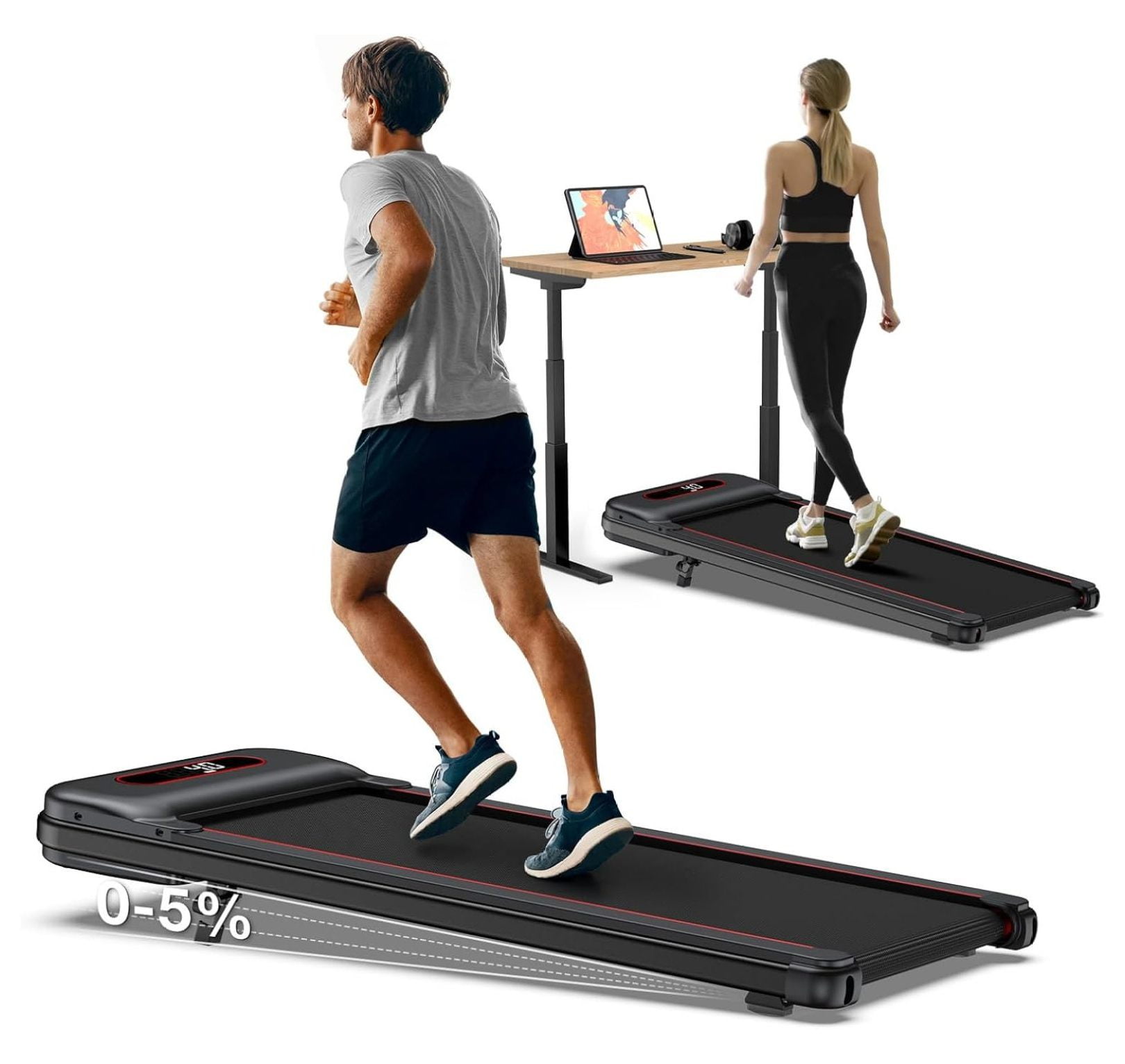 Adjustable 10% Incline Treadmills for Home, Walking Pad 265+lb Capacity ...