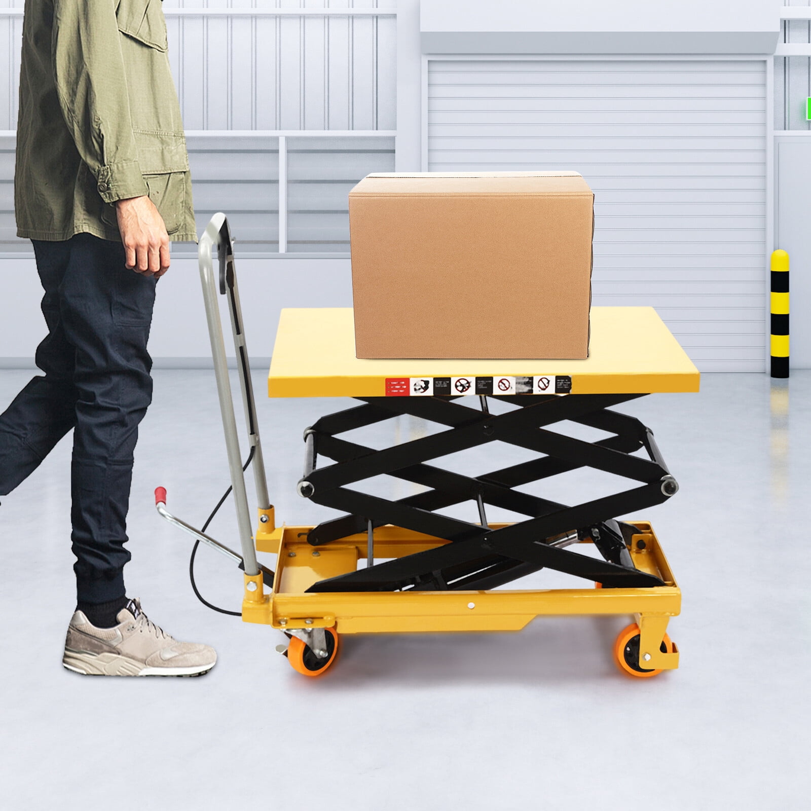 Adjustable 126cm Hydraulic Scissor Lift Table 770lbs Free Standing ...