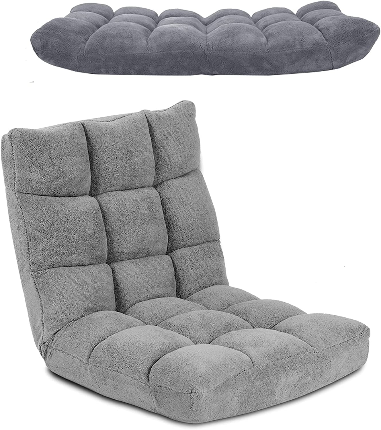 Adjustable 14-Position Memory Foam Floor Chair Folding Gaming Sofa ...