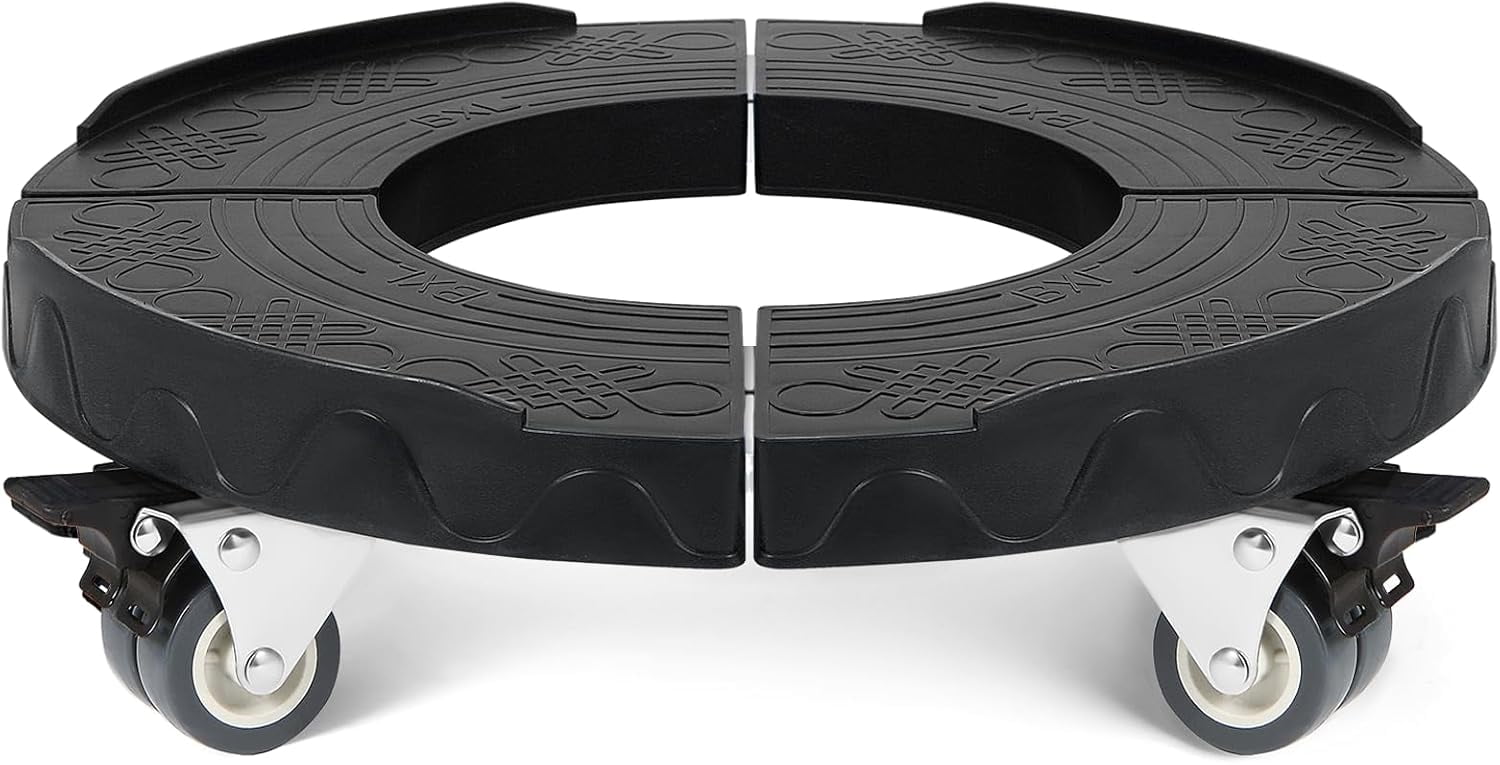 Adjustable 15-19 Inch Round Dolly with 4 Wheels - Heavy Duty 440lbs Trash Can Dolly, Keg Dolly ...