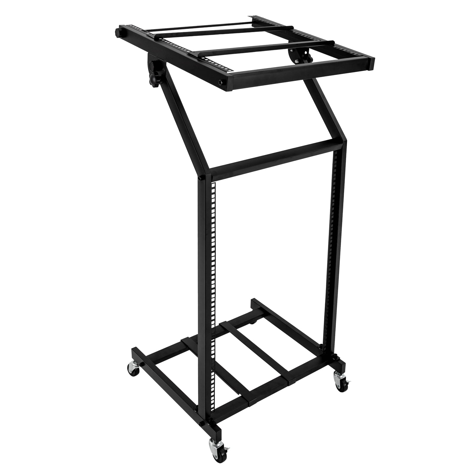 Adjustable 16U DJ Stand with Four Lockable Wheels, Sturdy Iron ...