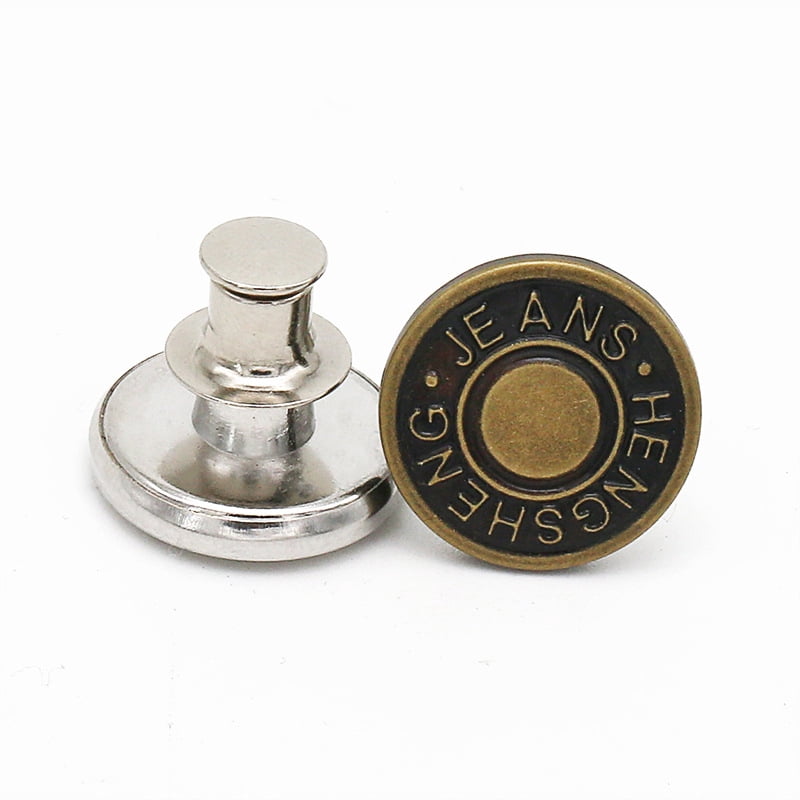 Adjustable 17mm Metal Jeans Button - No-Sew Waist Adjustment Solution ...