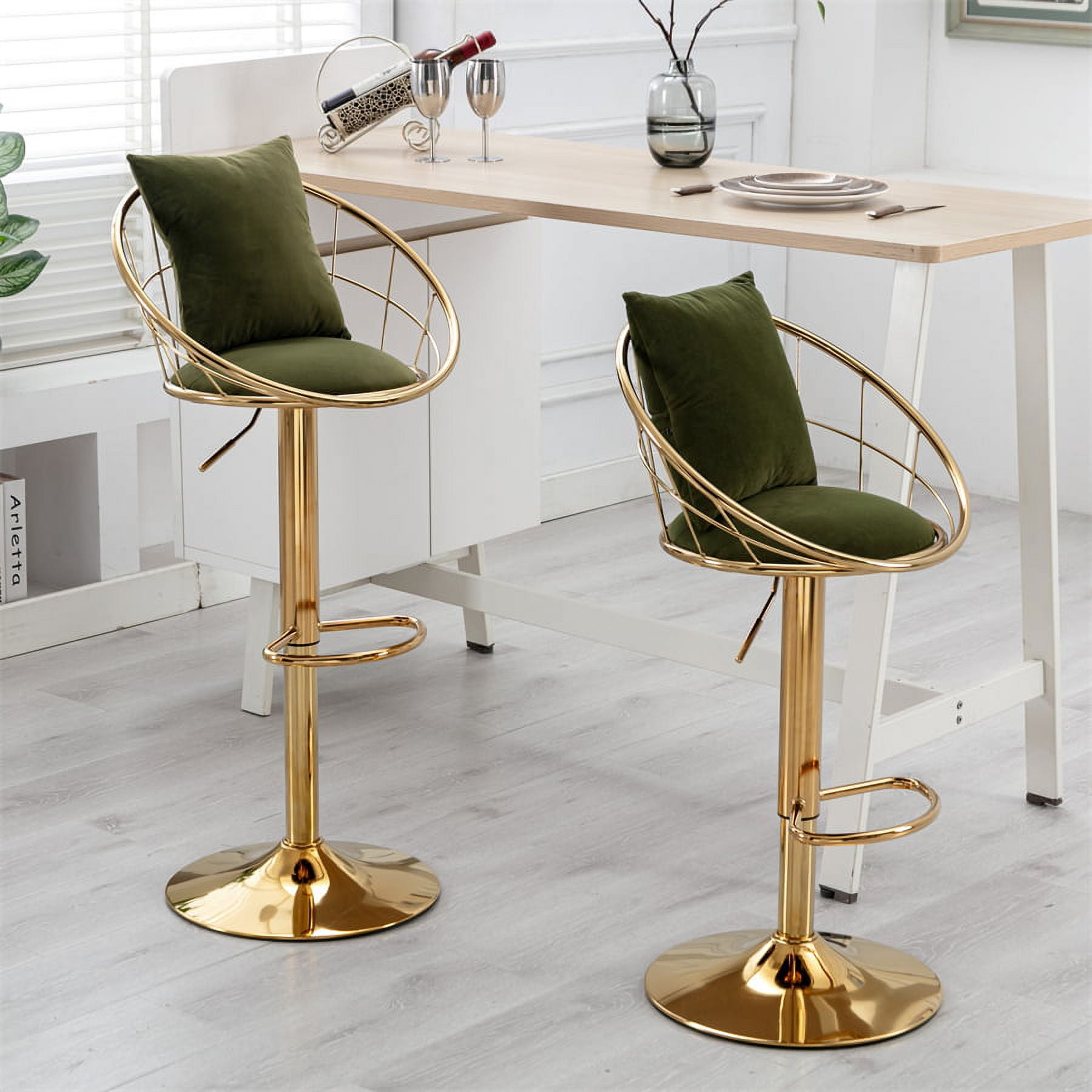 Adjustable 2 Peices Bar Chair, 360 Degree Rotation Kitchen Chairs with ...