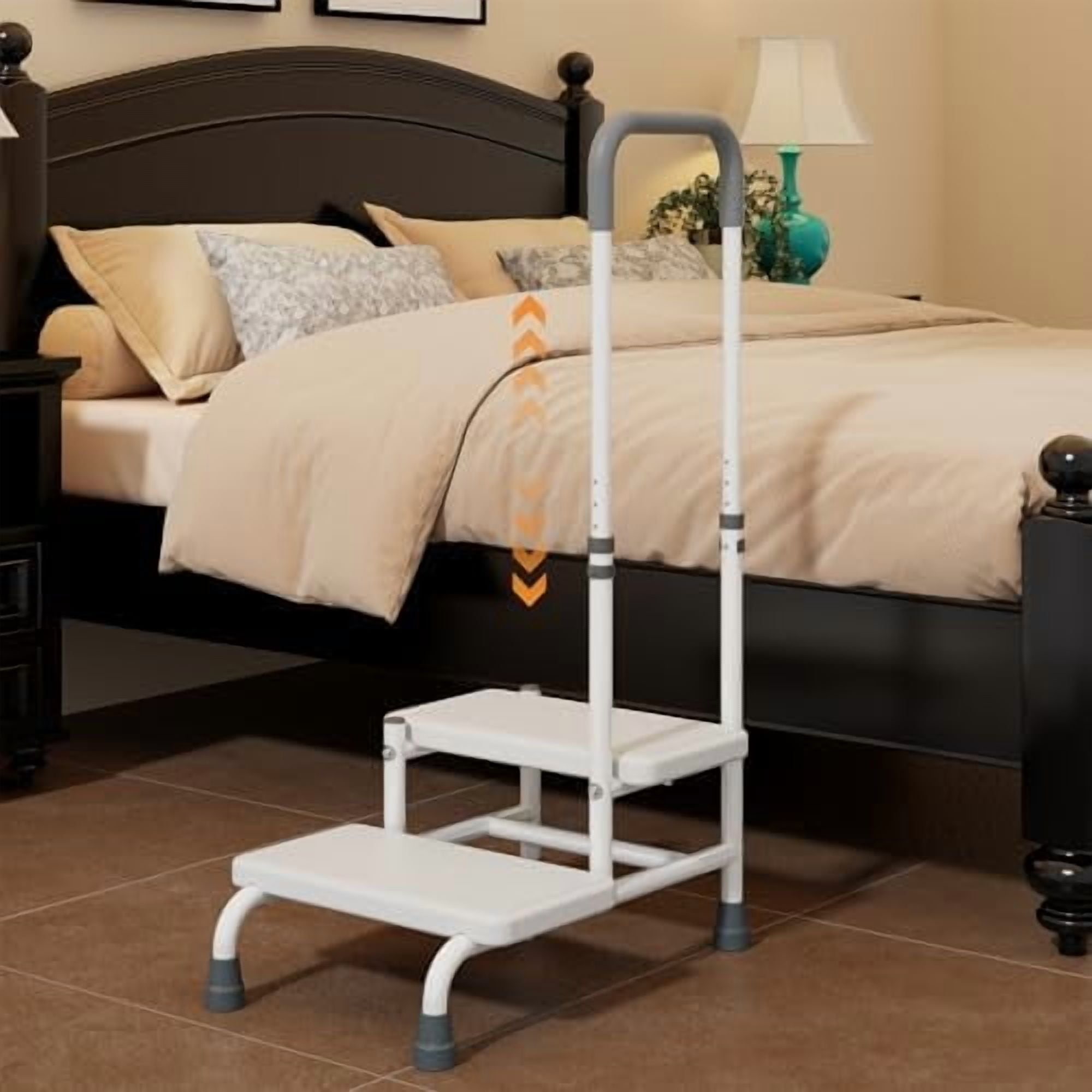 Adjustable 2 Step Stool with Handle for Elderly, Seniors and Disabled ...