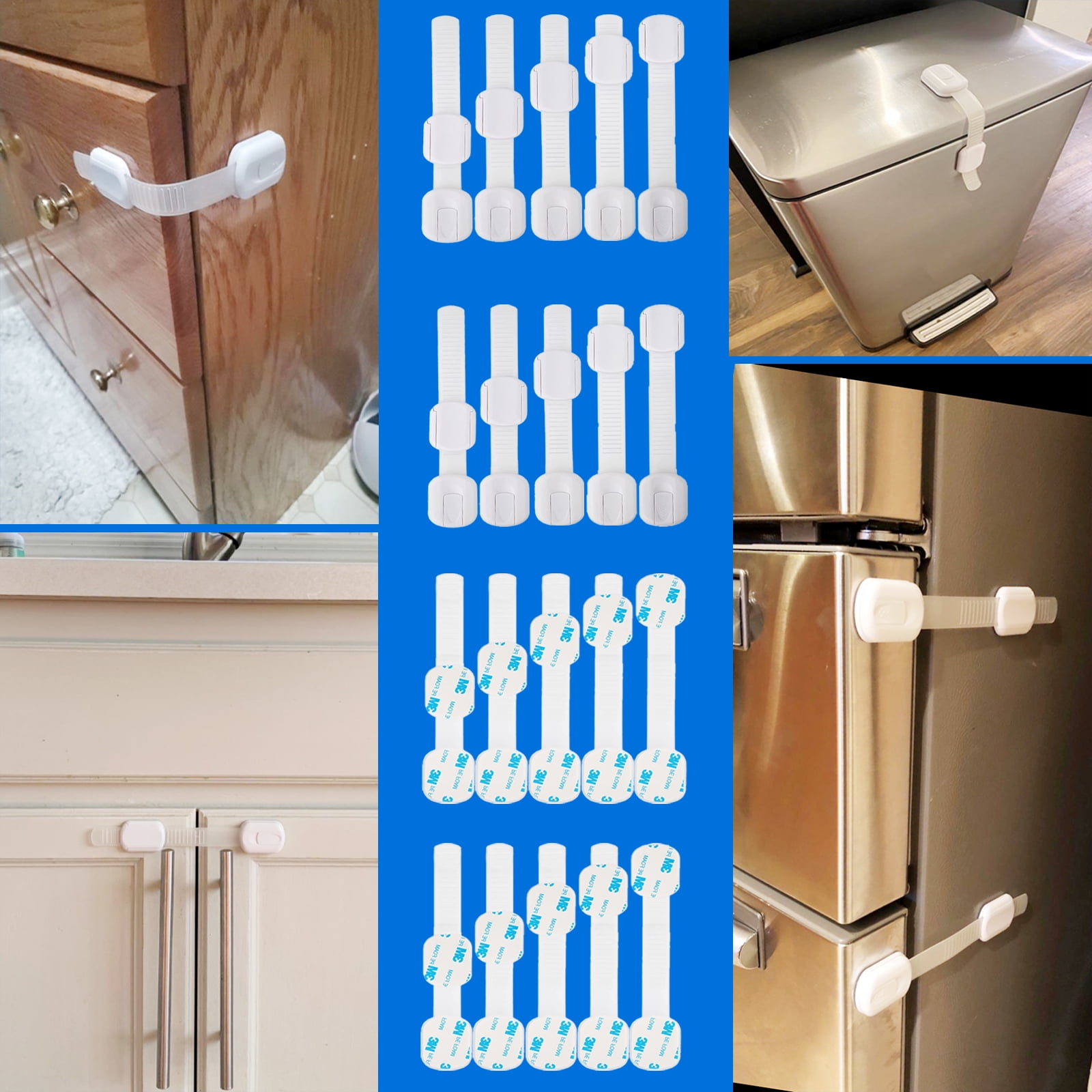 Adjustable 20 PCS Cabinet Locks For Babies Child Proof Cabinet Latches ...