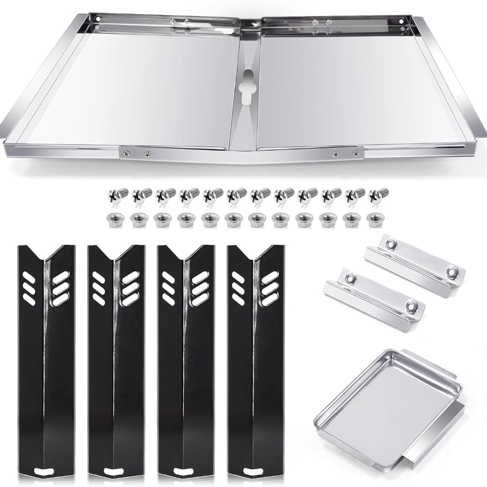Adjustable 24''-30'' Grill Drip Pan, Heat Plates Shields.Grill Grease ...