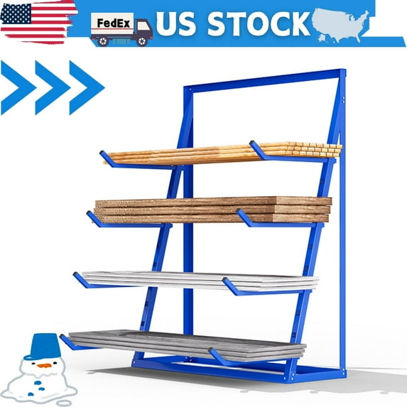 Adjustable 2400LBS Capacity Heavy Duty Lumber Storage Rack, 4-Tier ...