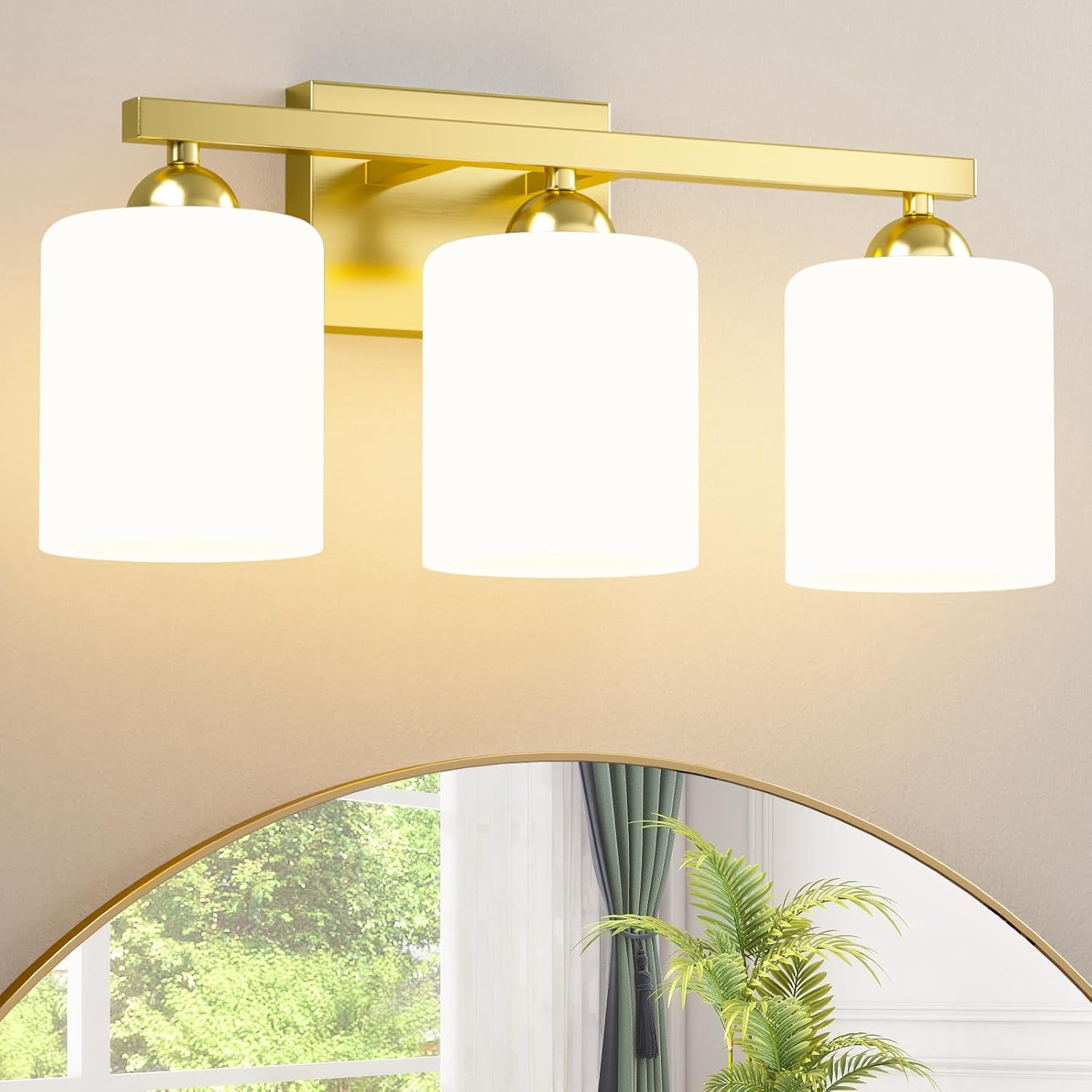 Adjustable 3-Light LED Bathroom Vanity Light with Milky White Frosted ...