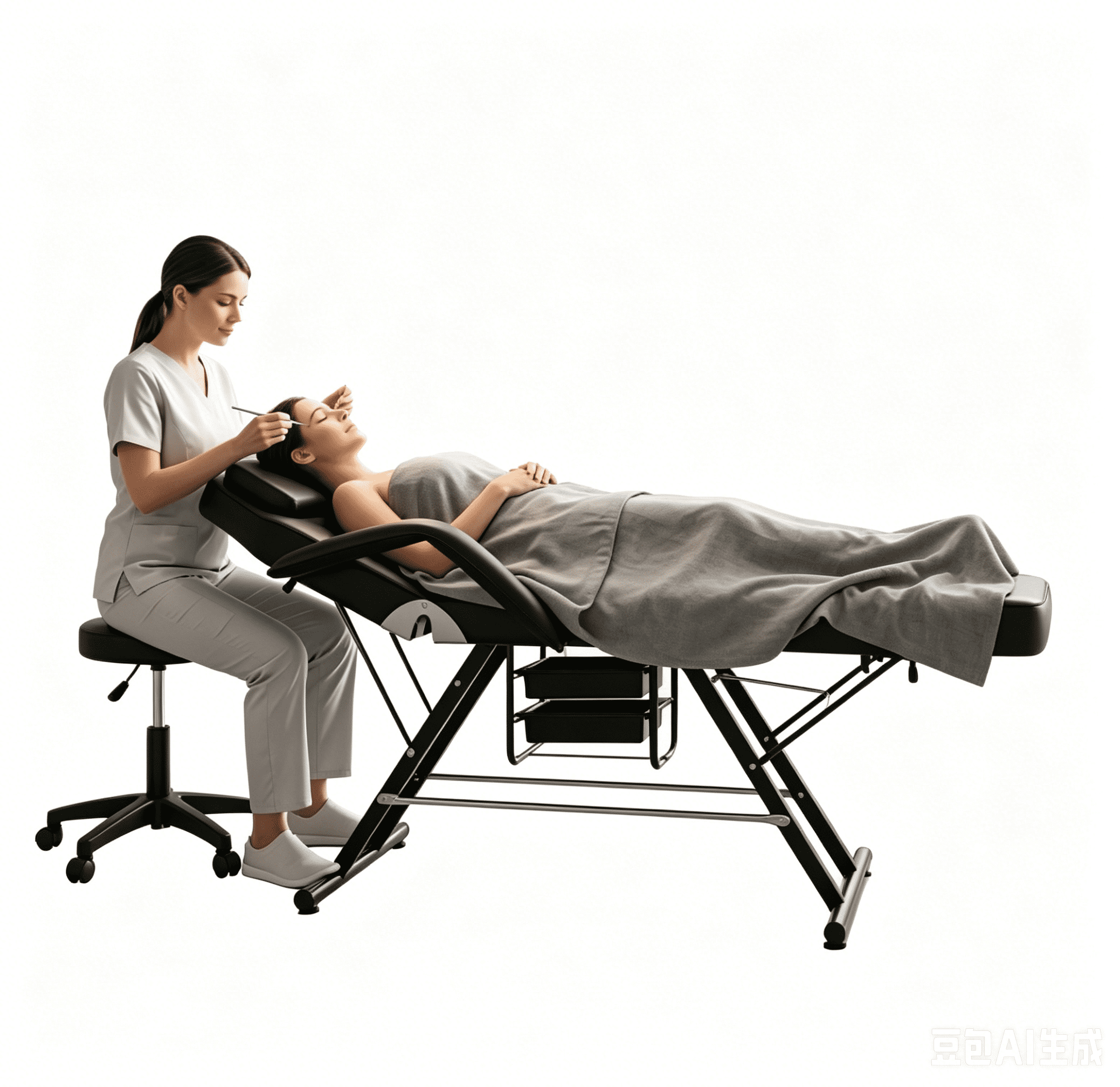 Adjustable 3-Section Facial Bed with Stool, 881 LBS Load Capacity ...