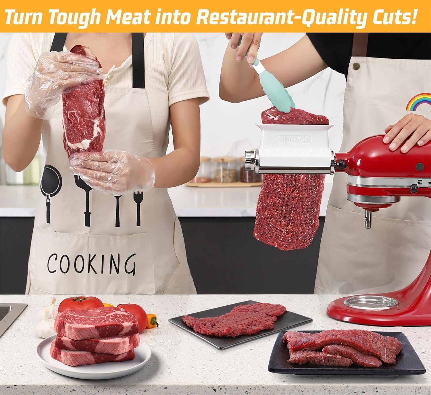 Adjustable 3 Thickness Meat Tenderizer Attachment for Kitchenaid Mixers ...