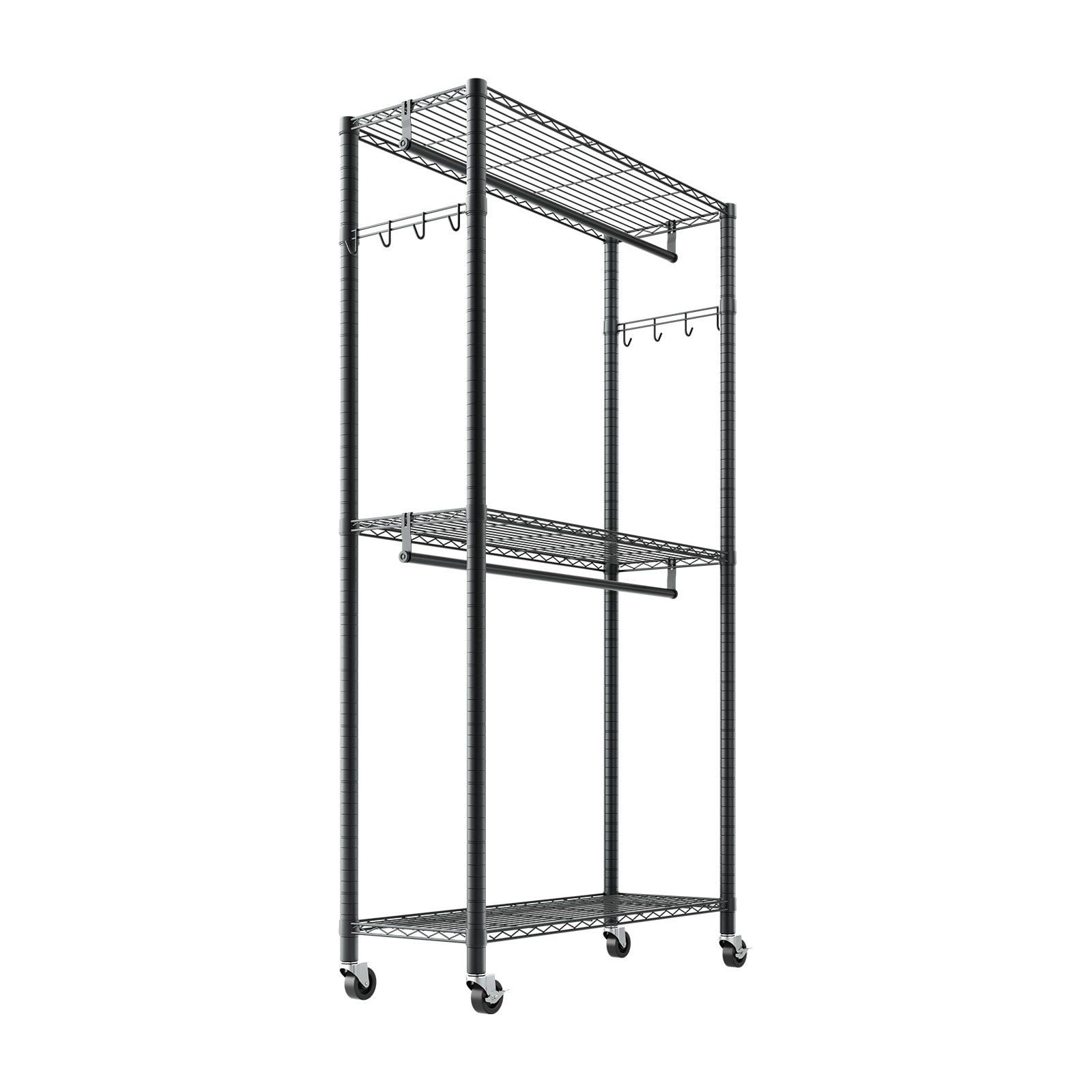 Adjustable 3-Tier Garment Rack on Casters, 450 lbs Capacity Steel ...