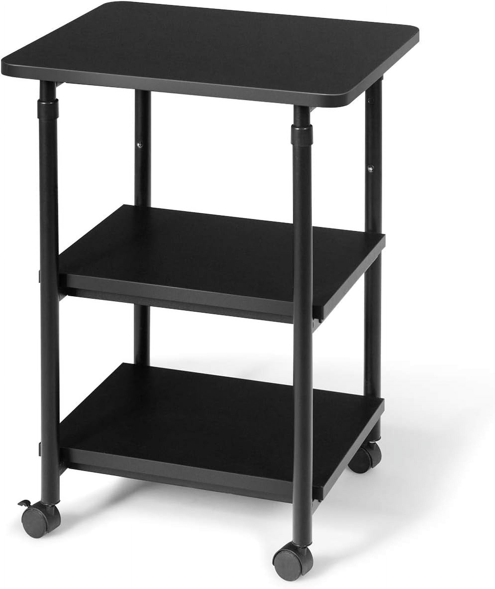 Adjustable 3-Tier Printer Stand with Rolling Cart, 2 Storage Shelves ...