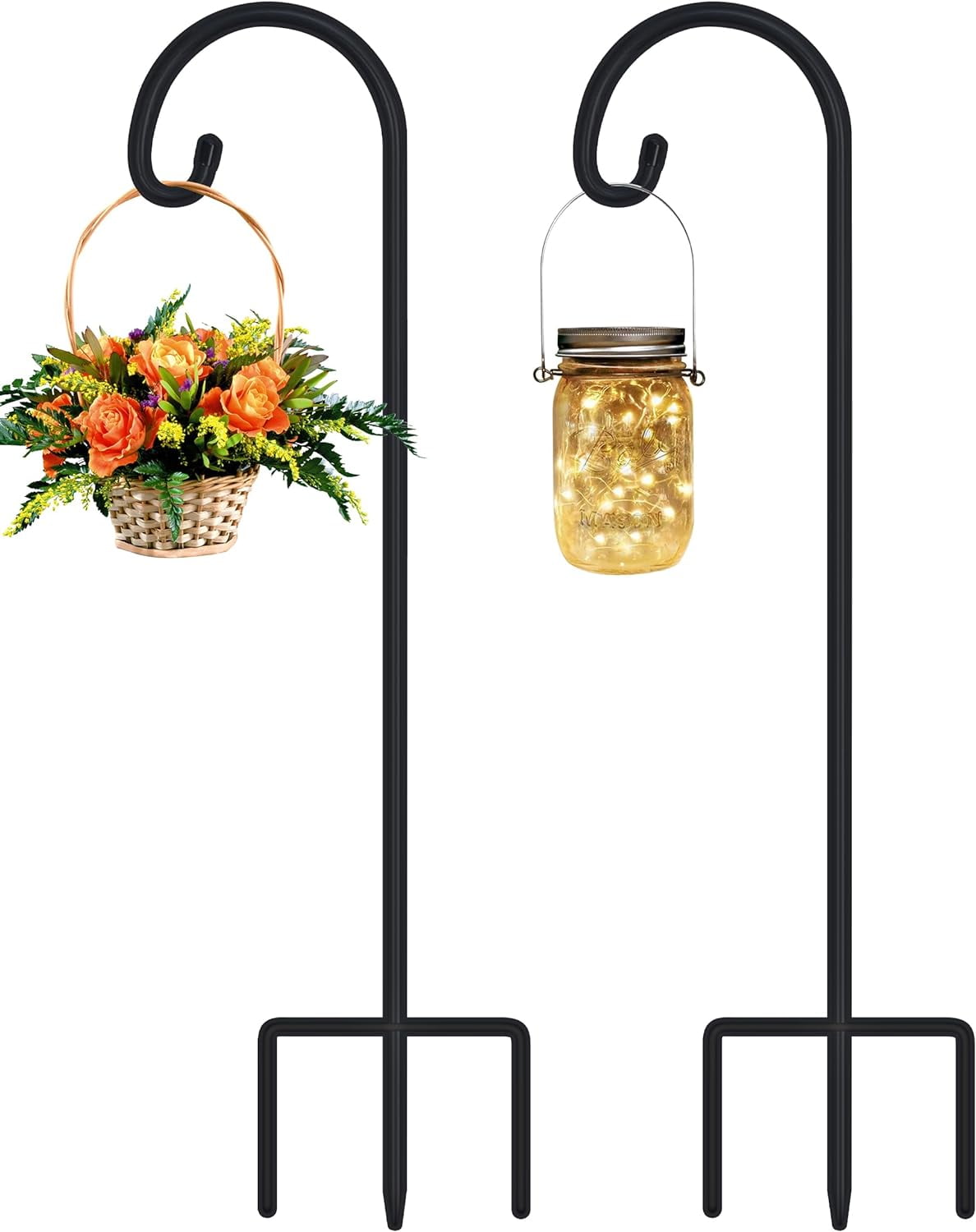 Adjustable 32 Inch Small Shepherds Hooks for Outdoor, Garden Hooks for ...