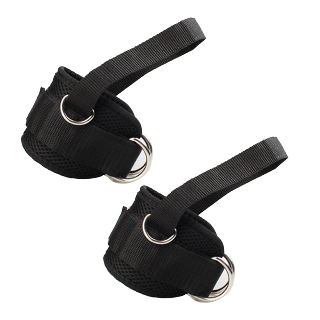 Adjustable 4 D-Ring Ankle Straps Gym Foot Cable Machine Fitness Thigh ...