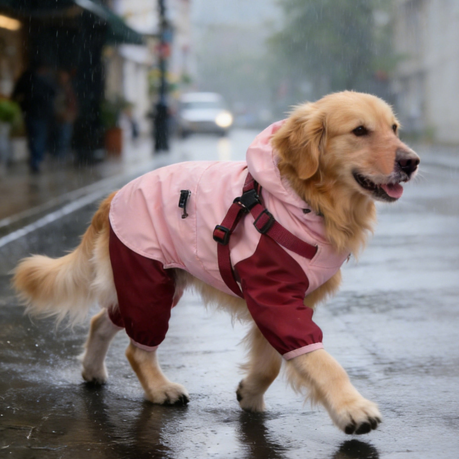 Adjustable 4 Legs Dog Raincoat Waterproof Dog Rain Jacket with D-ring ...