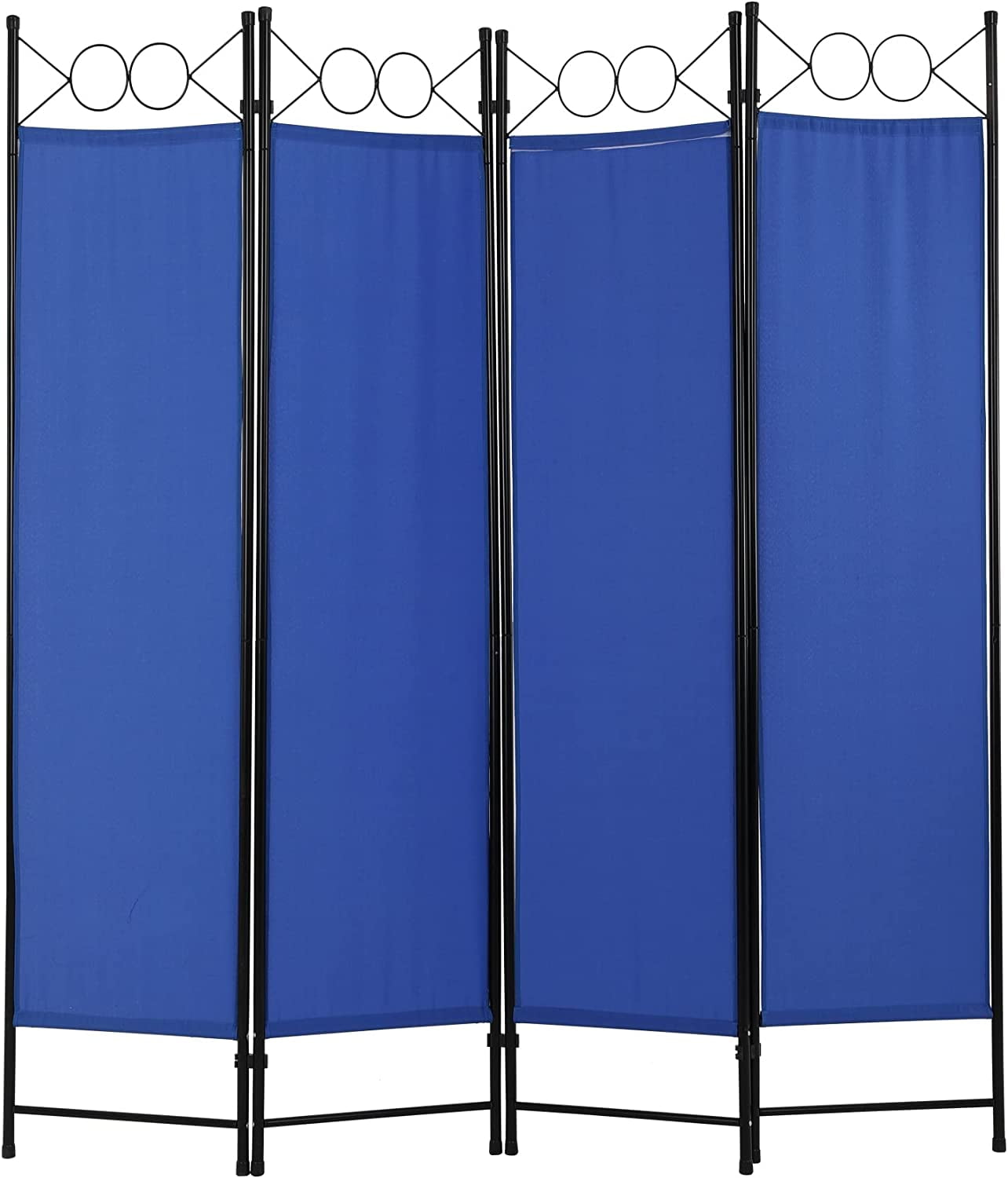 Adjustable 4-Panel Room Divider – 5.6FT Steel Frame Portable Partition ...