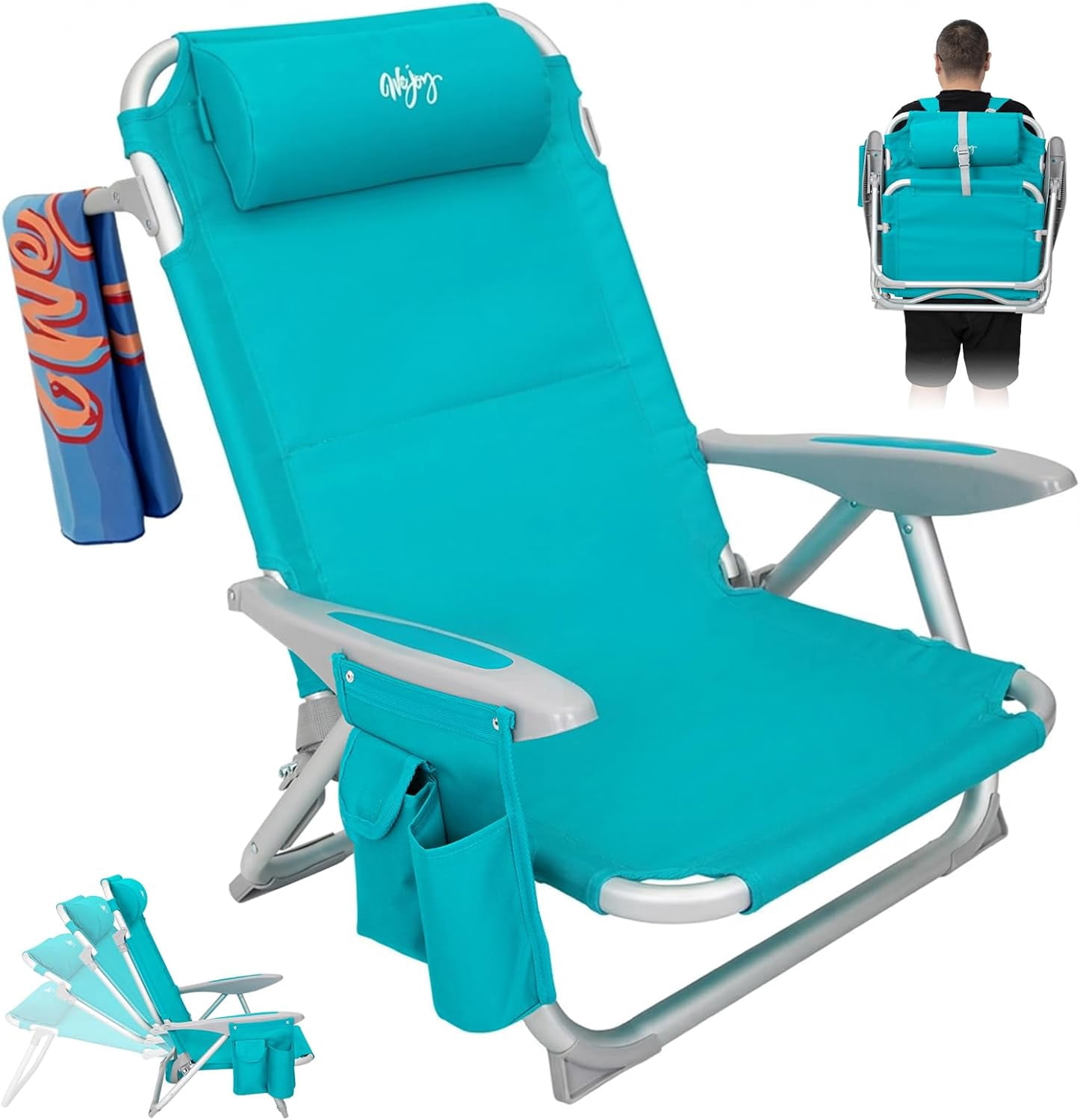 Adjustable 4-Position Reclining Folding Beach Chair with Backpack ...