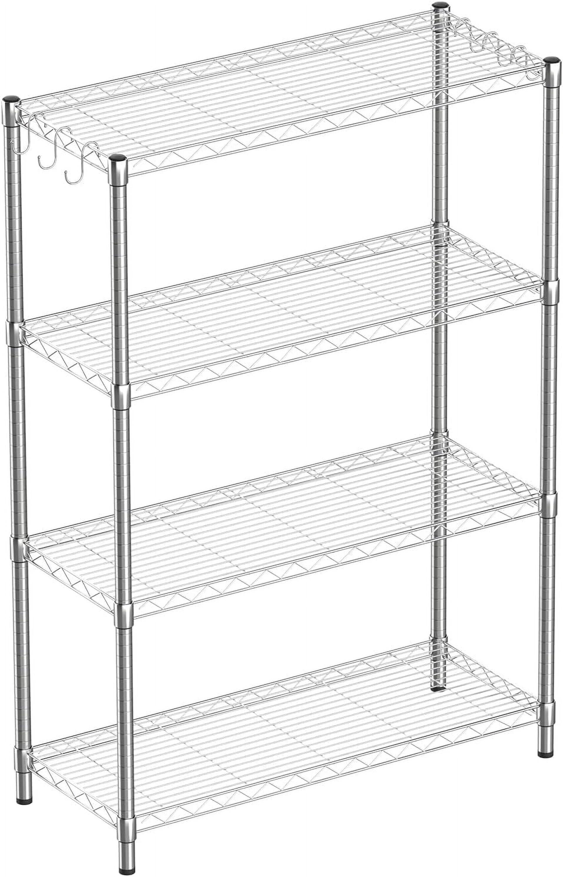 Adjustable 4-Shelf Metal Wire Shelving Unit Storage Rack for Office ...