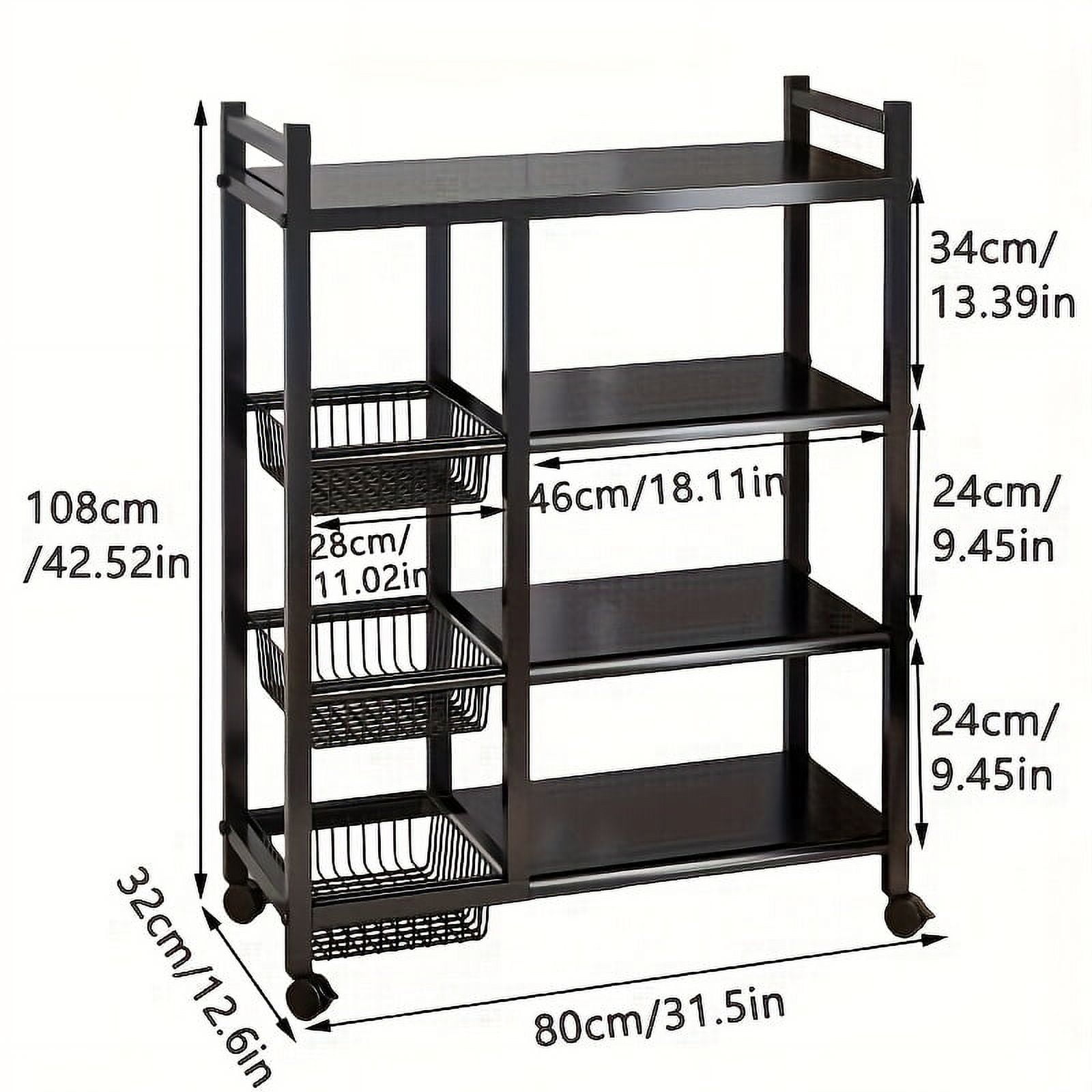 Adjustable 4-Storey Metal Shelf Rack - 1pc Movable Storage Rack With 3 ...