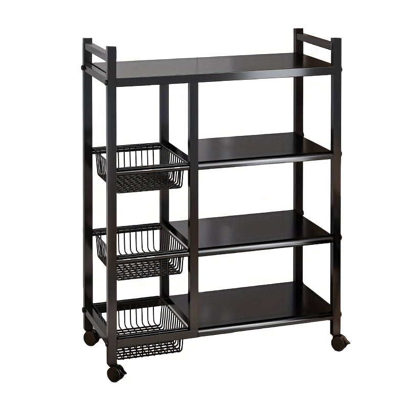 Adjustable 4-Storey Metal Shelf Rack - 1pc Movable Storage Rack With 3 ...