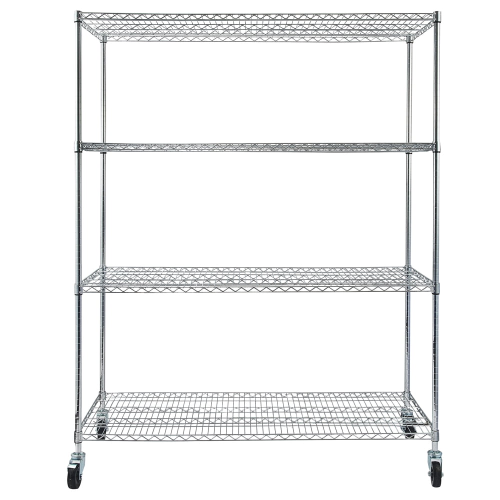 Adjustable 4-Tier Steel Wire Shelving Rack with 4" Wheels - Walmart.com