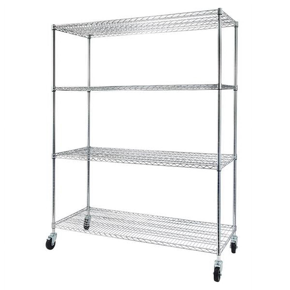 Adjustable 4-Tier Steel Wire Shelving Rack with 4" Wheels - Walmart.com
