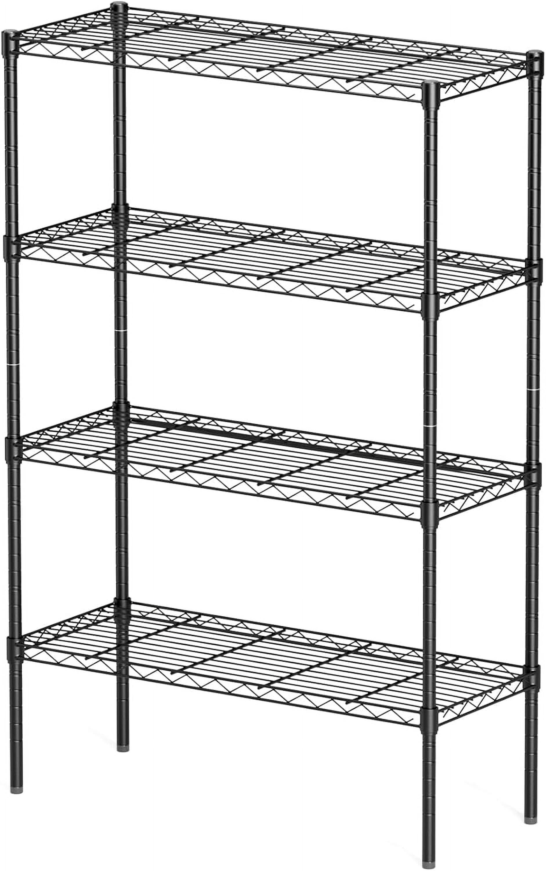 Adjustable 4 Tier Wire Shelving Storage Rack with Standing Shelf Units ...