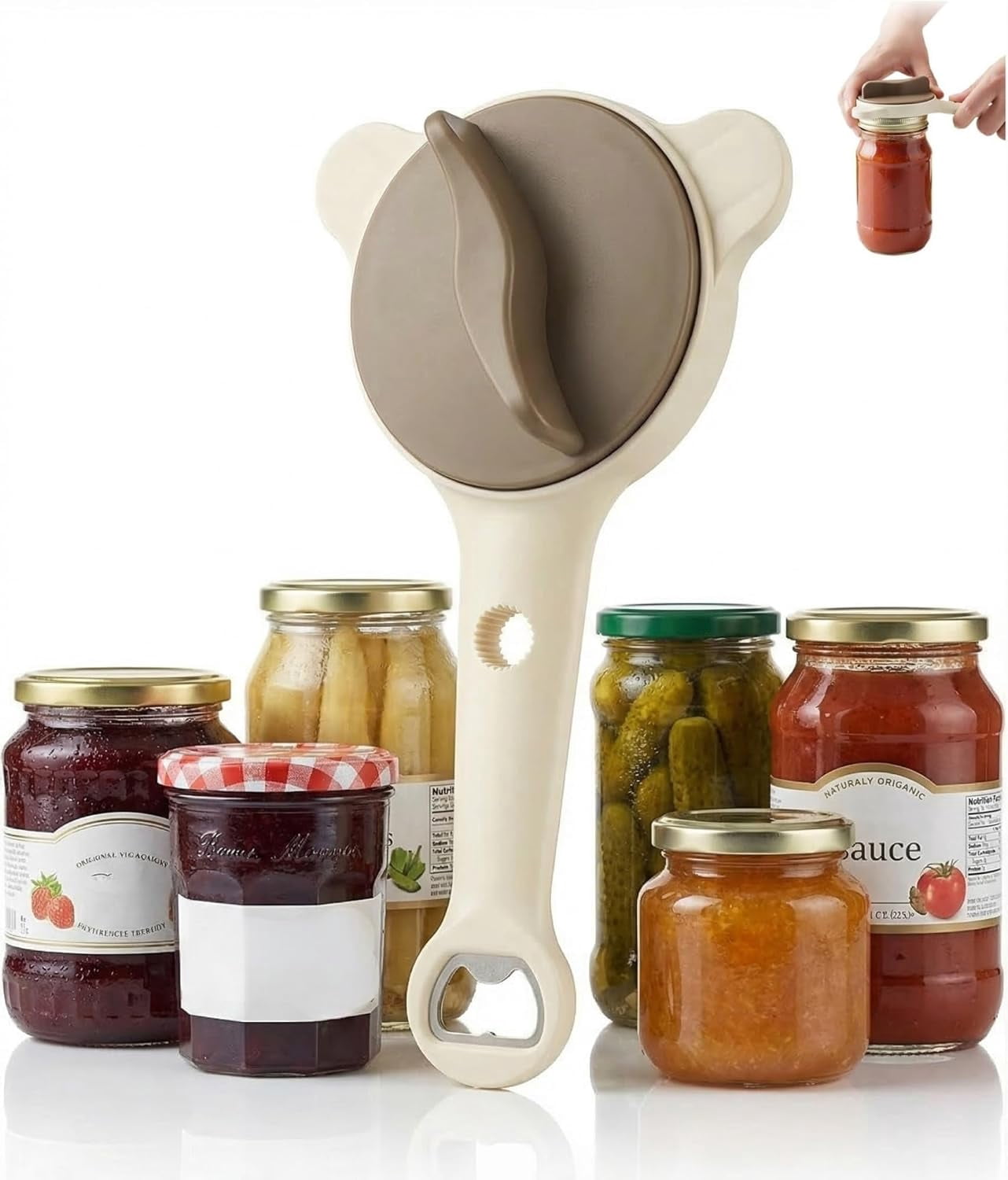 Adjustable 4-in-1 Jar Bottle Opener with 3 Non-Slip Gears, Extended ...