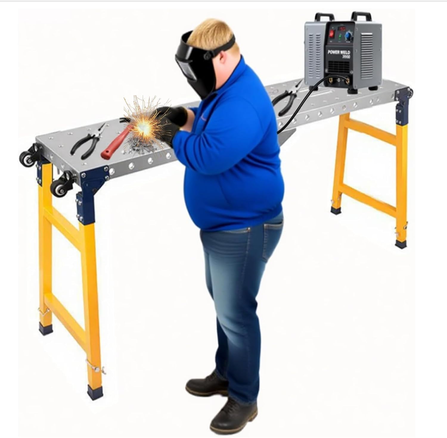 Adjustable 5 Level Height Welding Workbench Table, 1200 LBS Foldable ...
