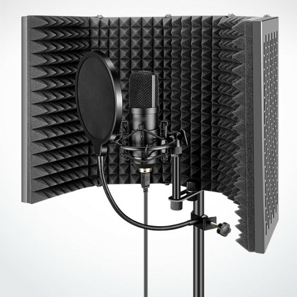 Adjustable 5 Panel Microphone Isolation Shield Mic Sound Absorbing Foam ...