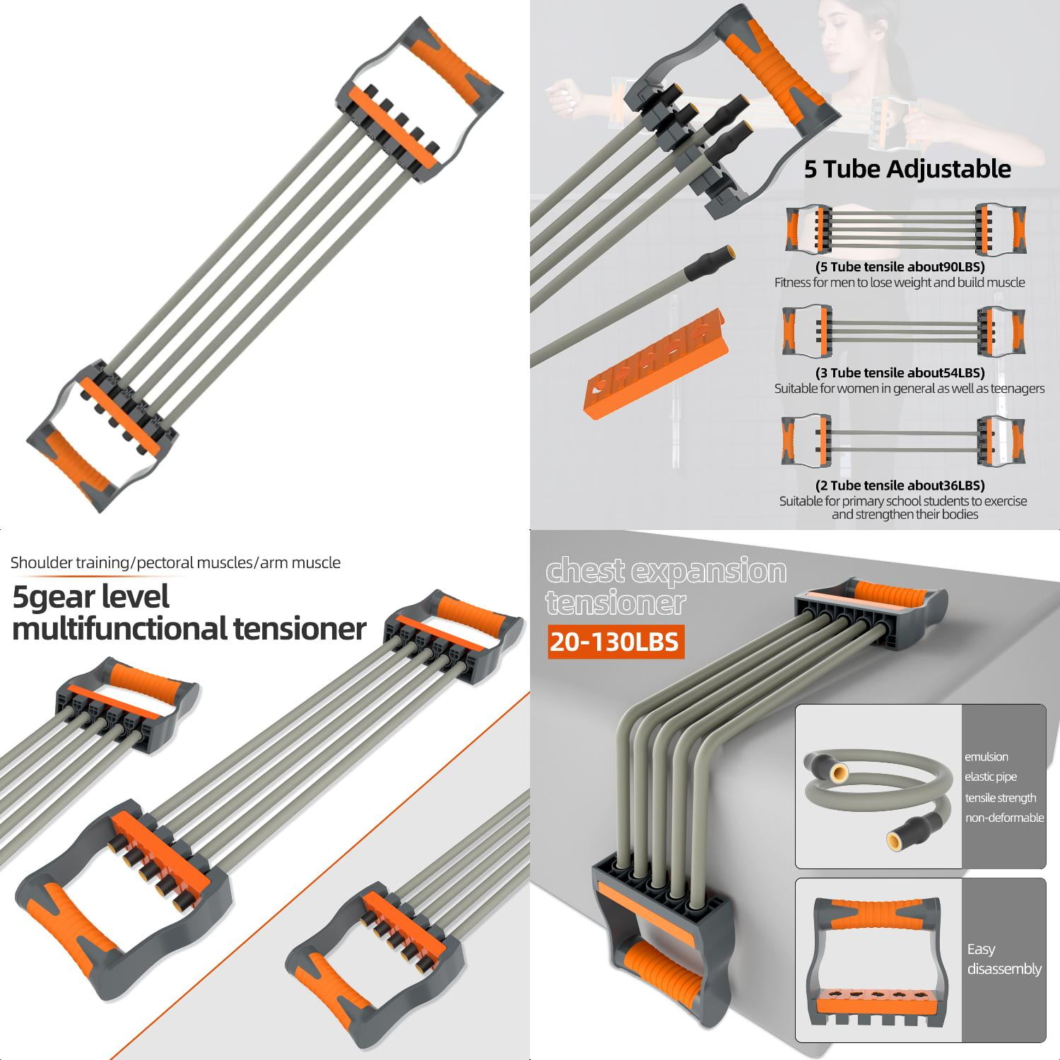 Adjustable 5-Rope Resistance Chest Expander - Strength Trainer Gym ...