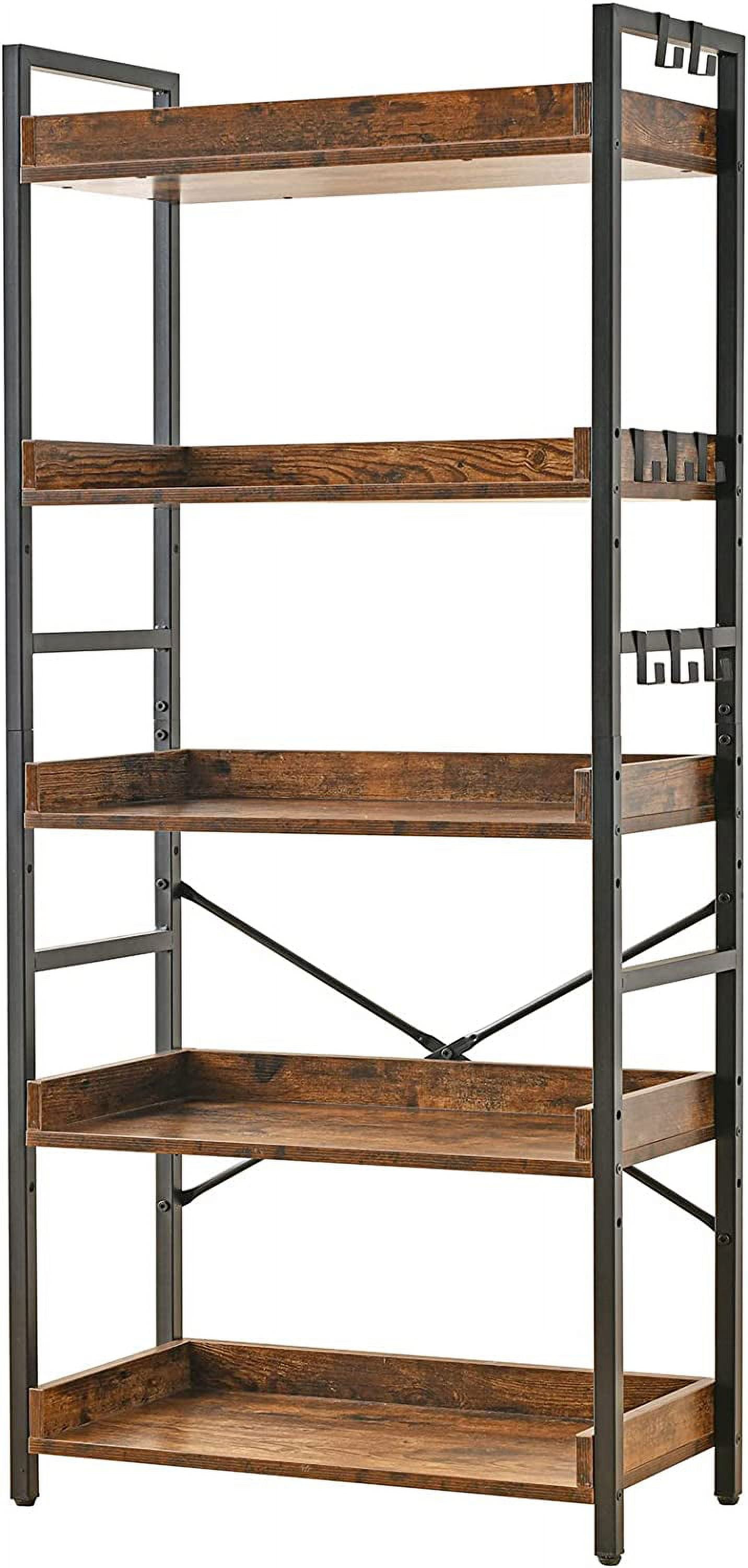 Adjustable 5 Tier Open Bookcase, Rustic Farmhouse Book Shelves ...