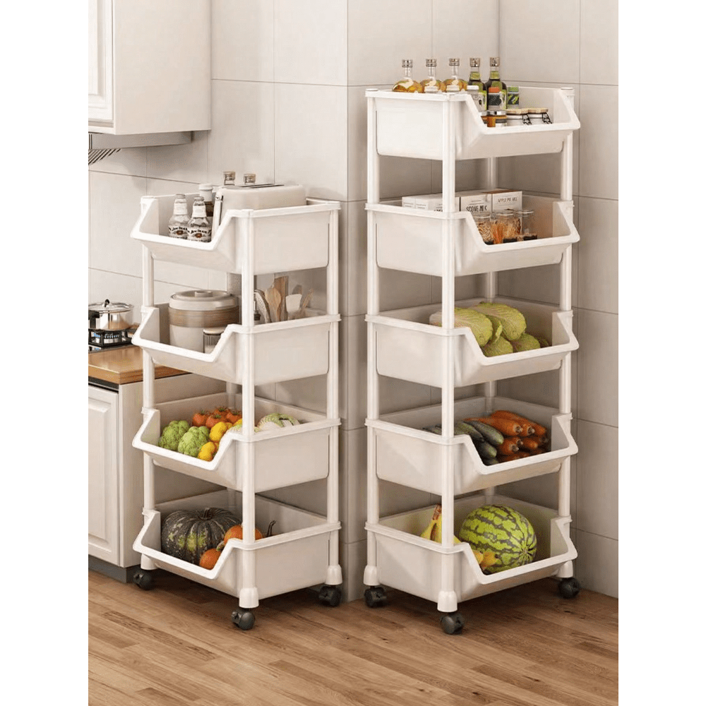 Adjustable 5-Tier Rolling Storage Car, Multi-Purpose Storage Cart With ...