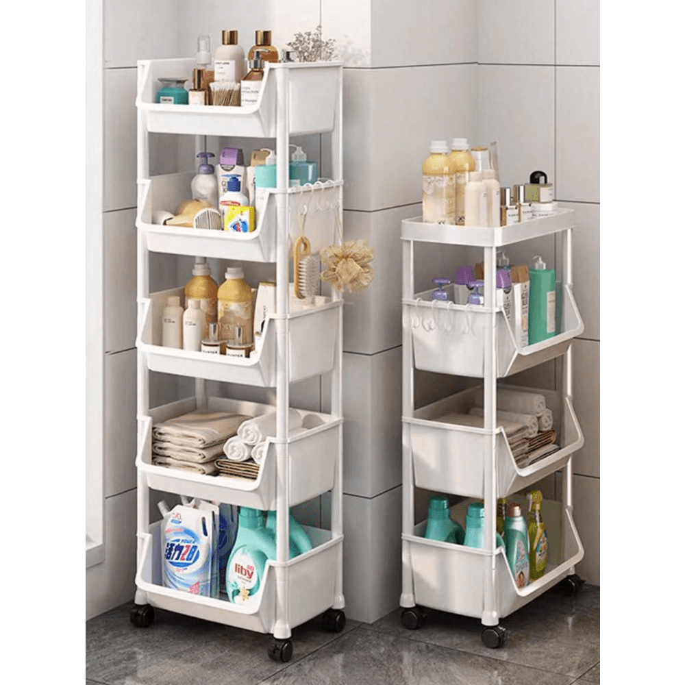 Adjustable 5-Tier Rolling Storage Car, Multi-Purpose Storage Cart With ...