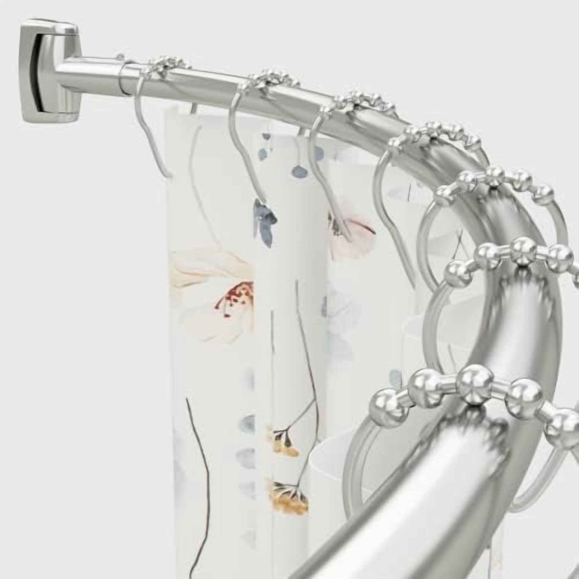 Adjustable 50-85 inches Curved Shower Rod, Extra Wide, Rustproof, Round ...